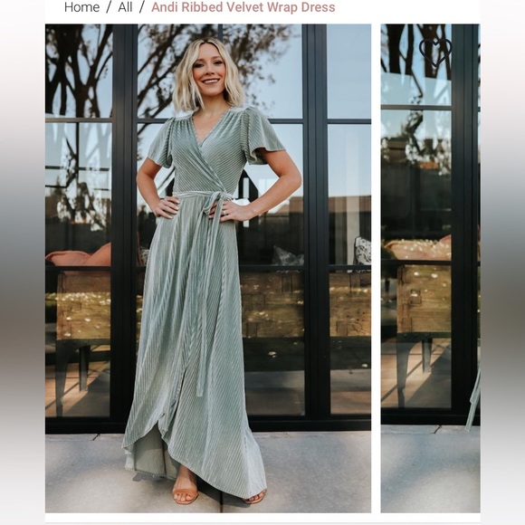 Baltic Born | Dresses | Baltic Born Andy Velvet Wrap Dress In Dusty Sage | Poshmark